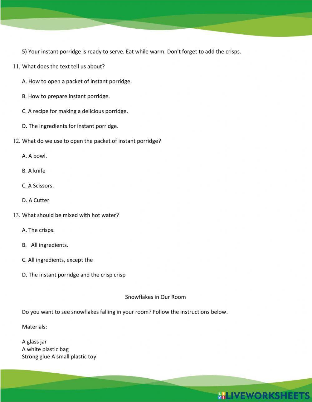Soal procedure text 2 | LiveWorksheets | 1305709