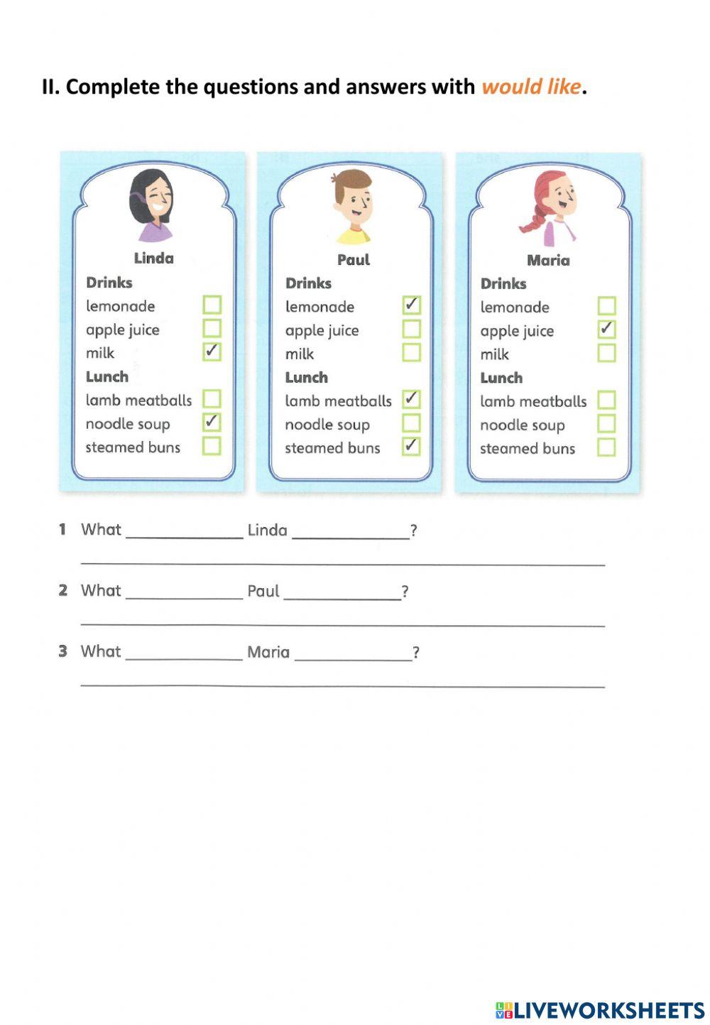 Would like | Free Interactive Worksheets | 1306038