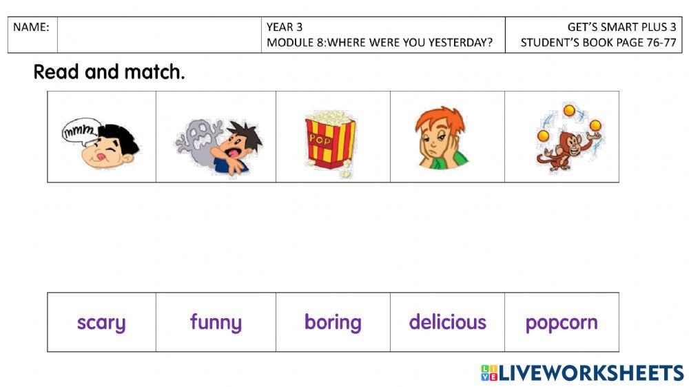English year 3 modue 8 worksheet | Live Worksheets