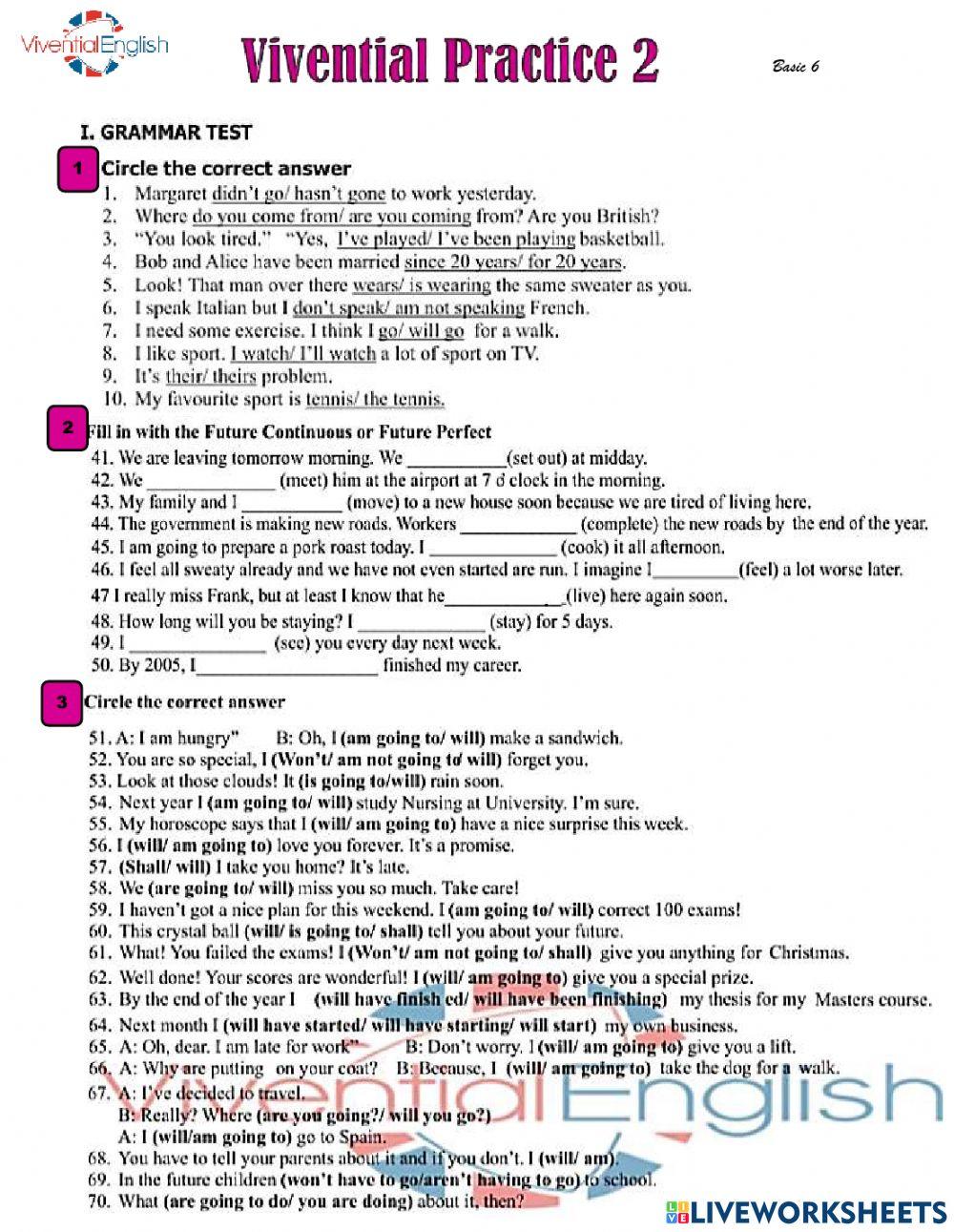 B6 - vivential practice 2 worksheet | Live Worksheets