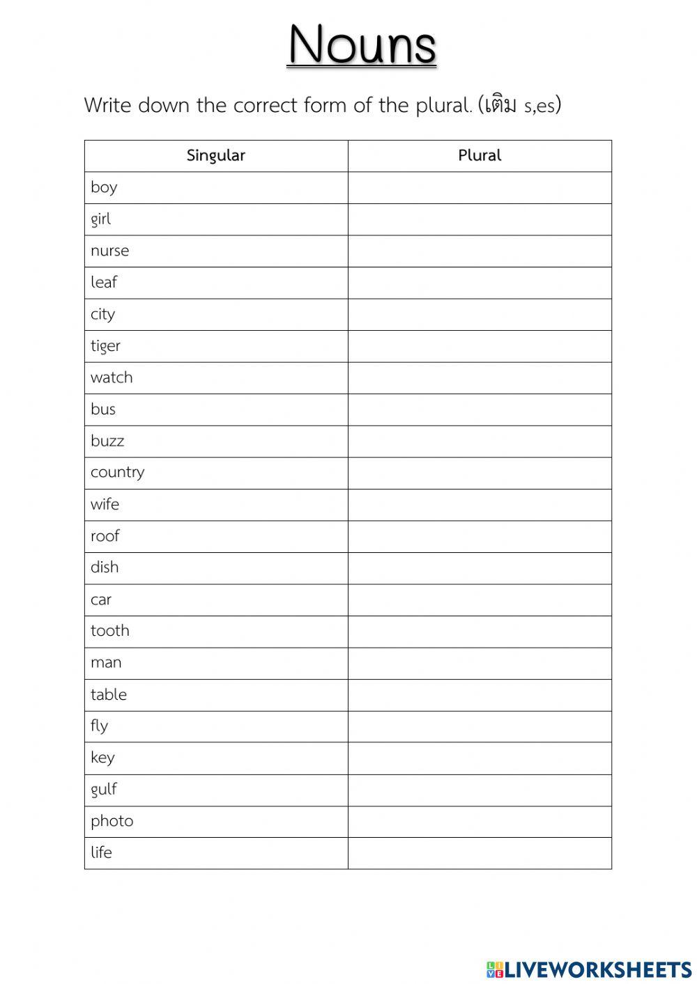 Nouns online exercise for | Live Worksheets