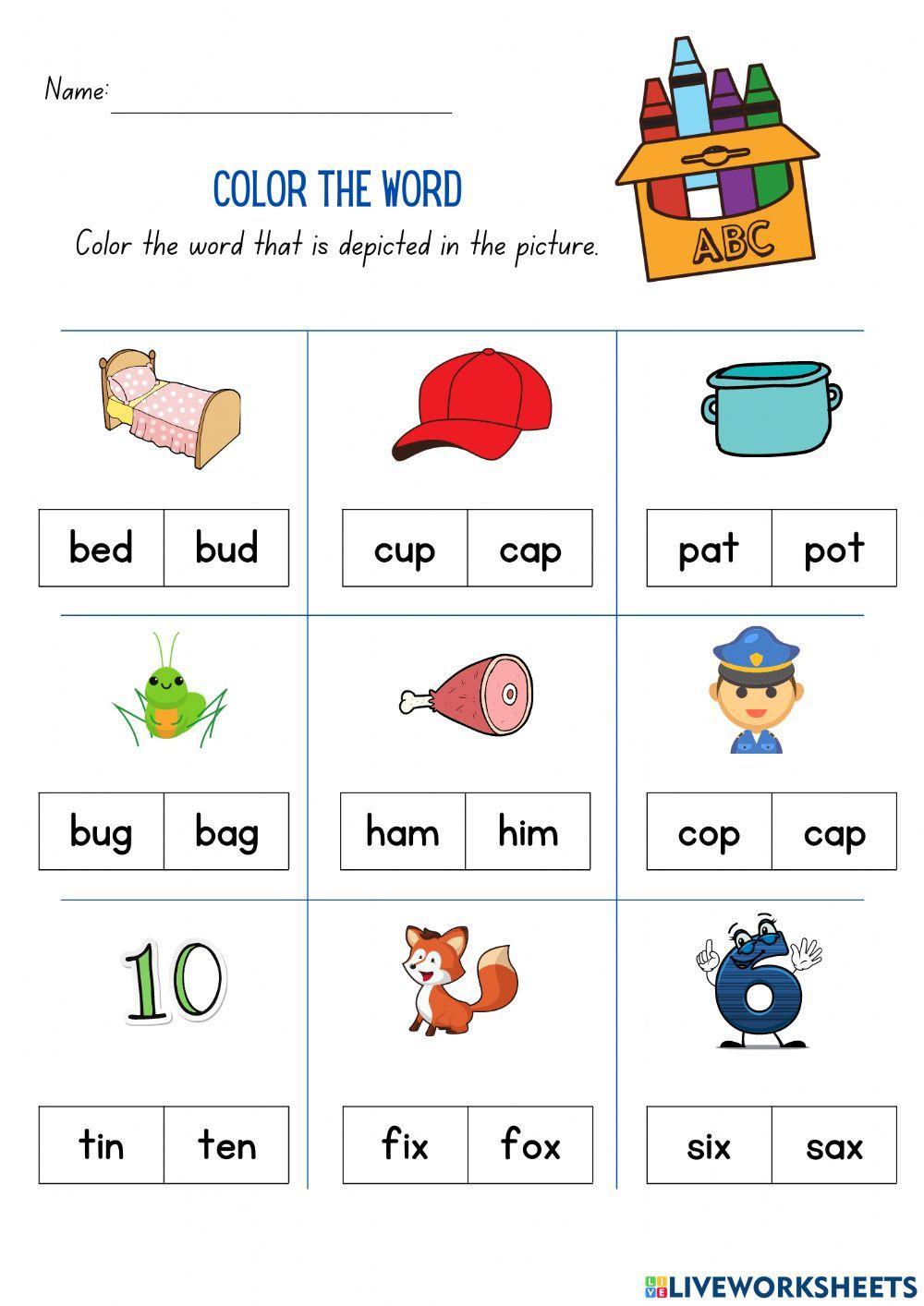 CVC Words Activity For 1 6 Live Worksheets cvc-words-activity-for-1-6-live-worksheets