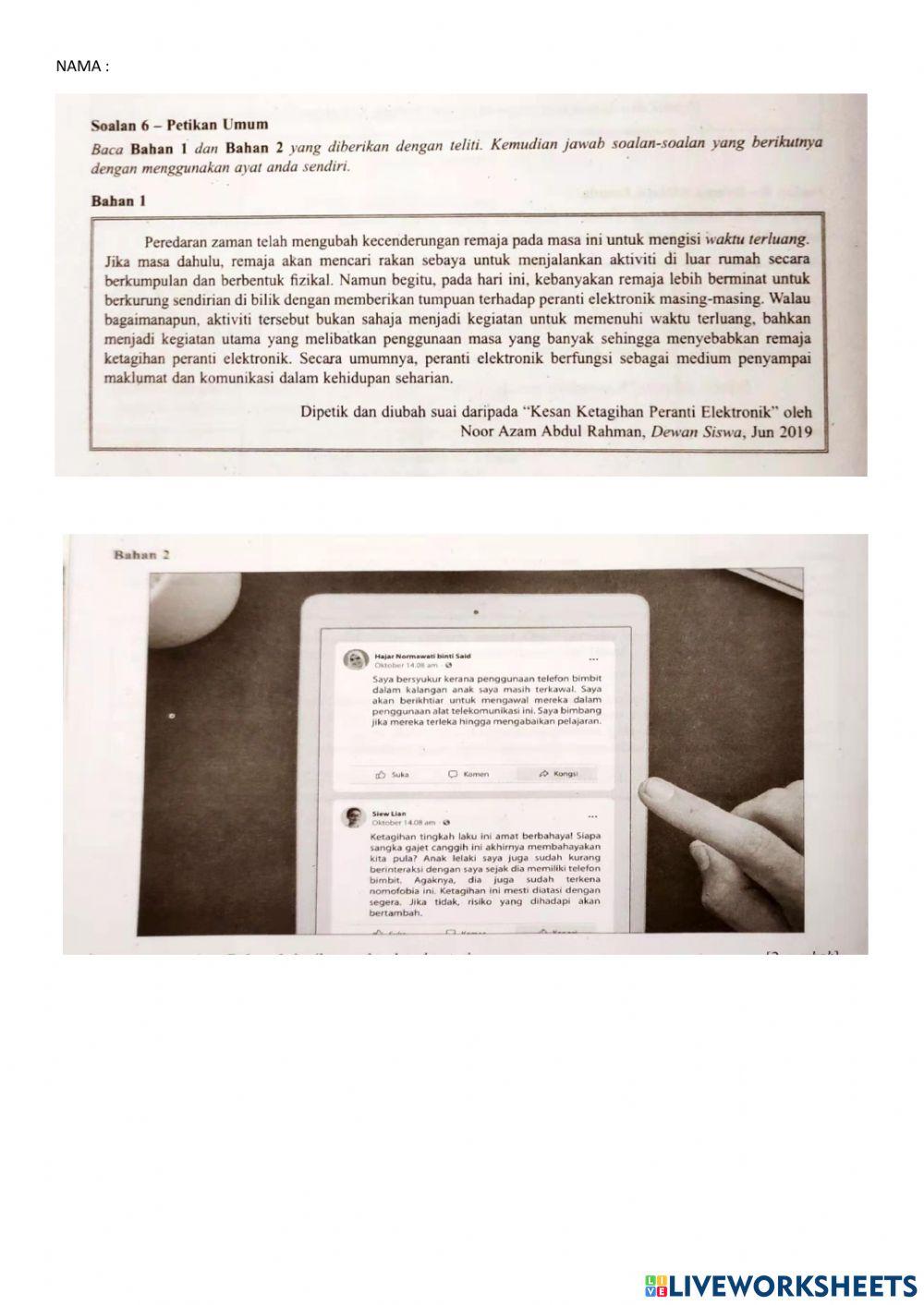 Petikan umum worksheet | Live Worksheets