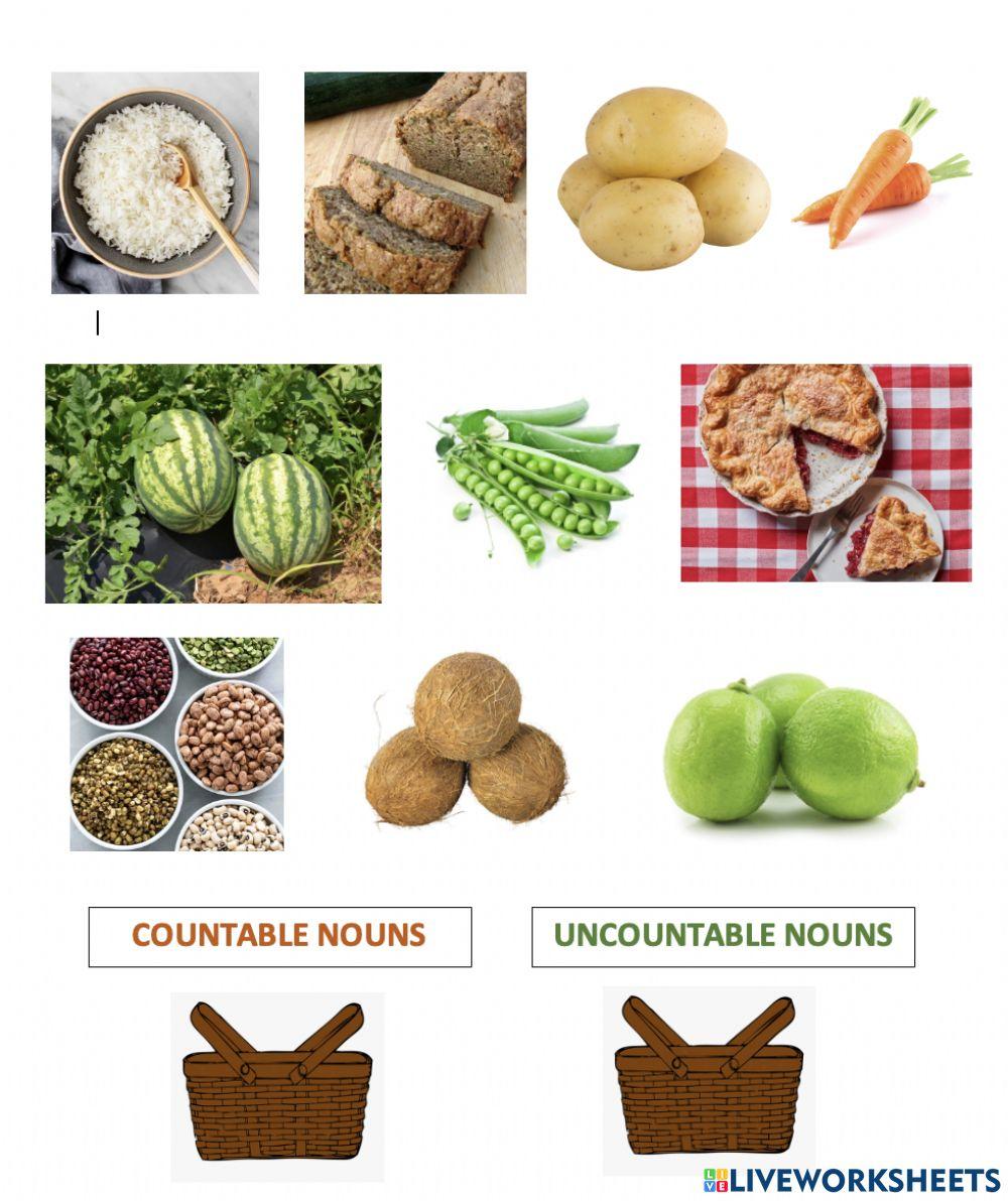 Starters - Countable vs Uncountable worksheet | Live Worksheets