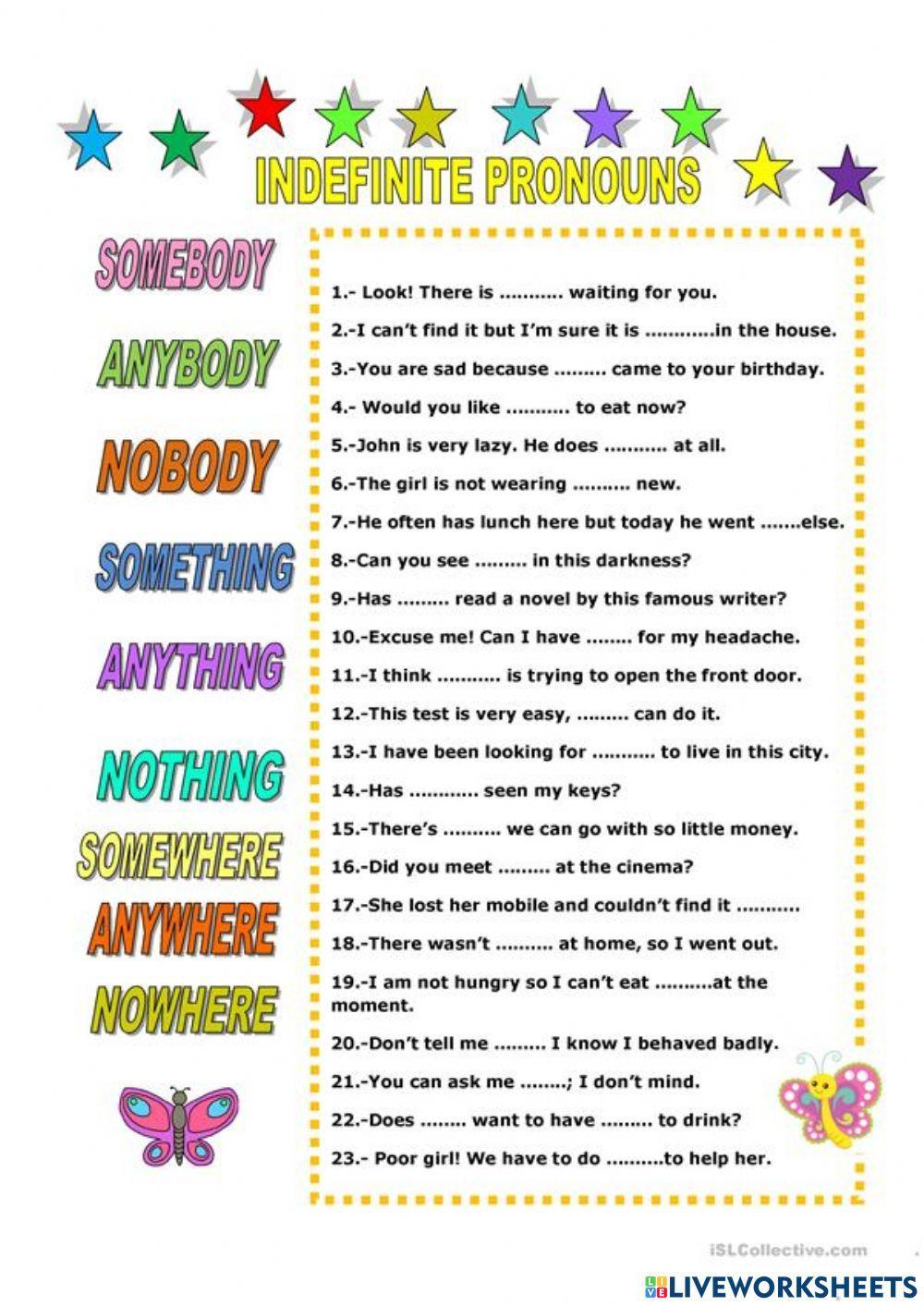 Indefinite Pron… | Free Interactive Worksheets | 1307610