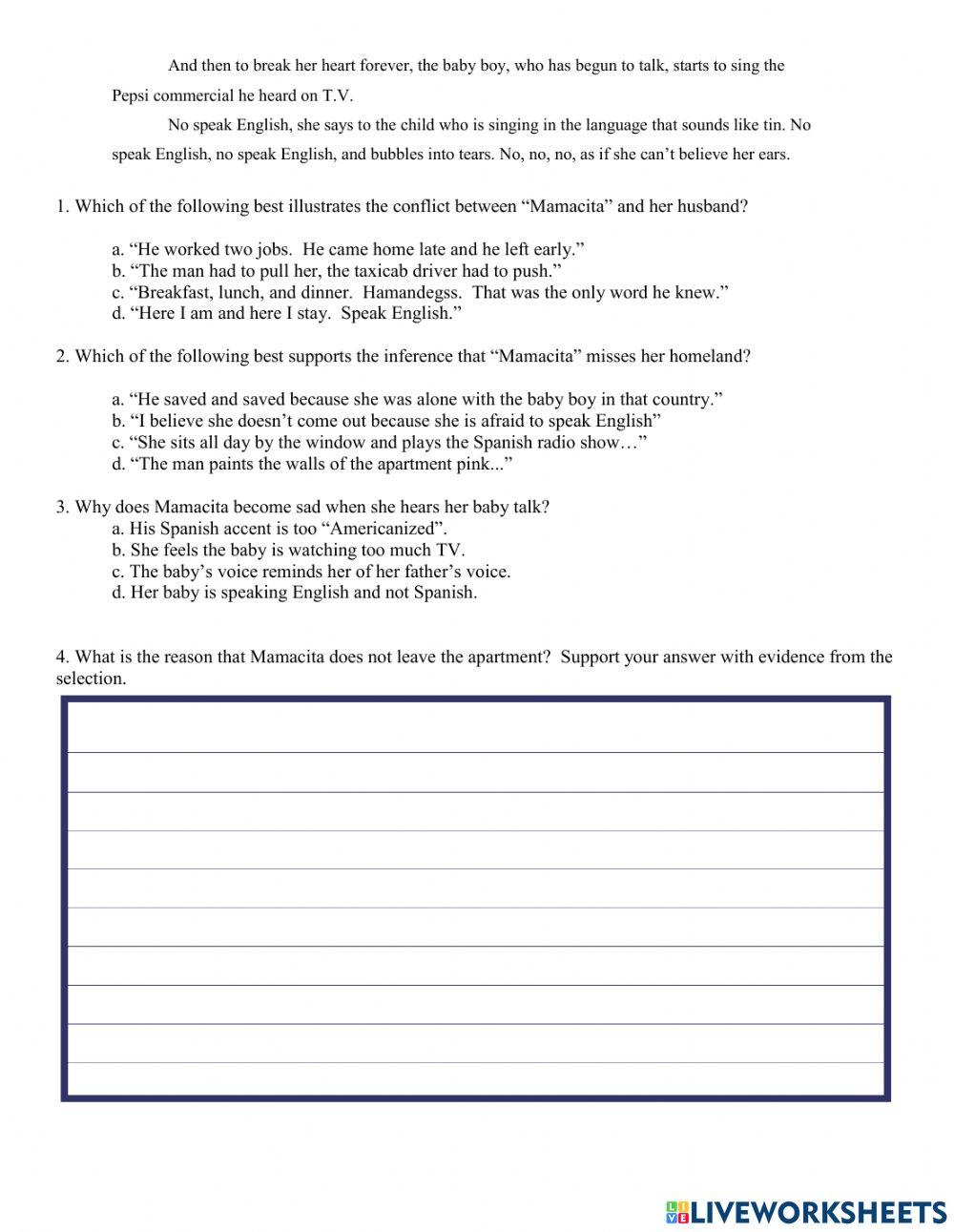 Sample Reading interactive worksheet worksheet | Live Worksheets
