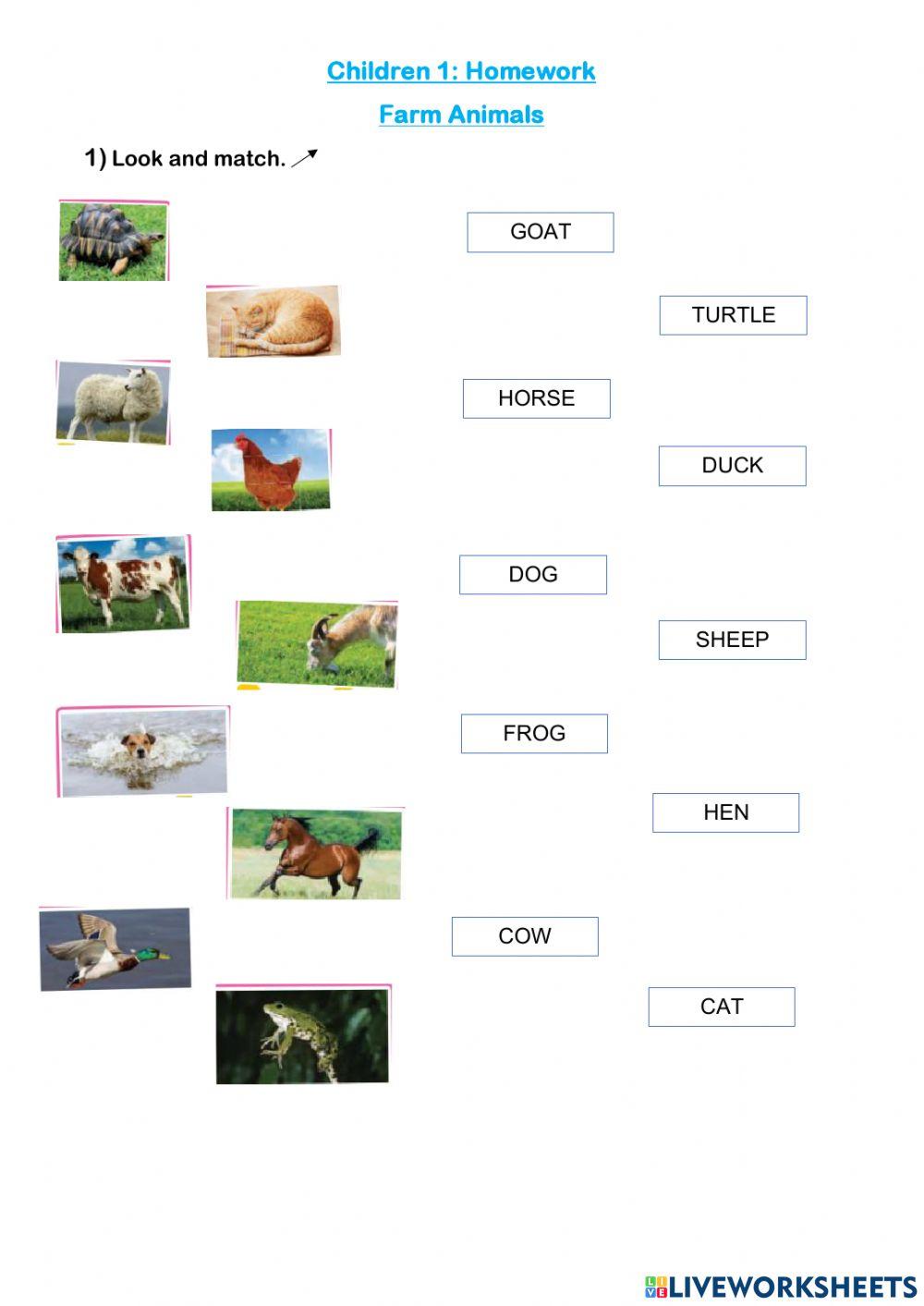 Farm animals | Free Interactive Worksheets | 1308034