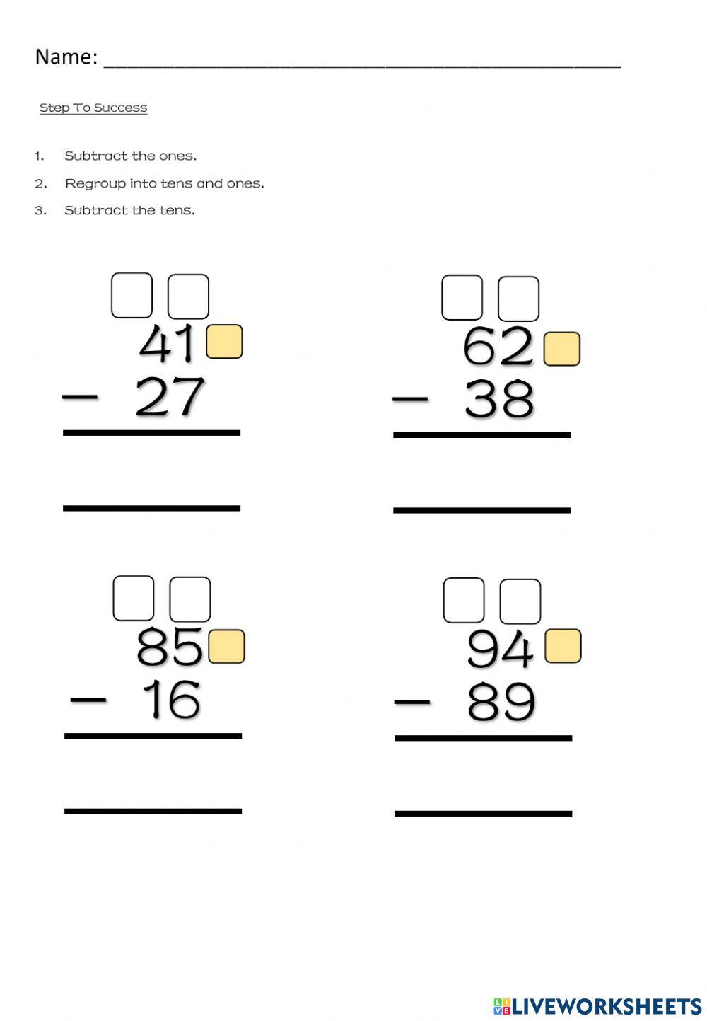 Subtraction Wit… | Free Interactive Worksheets | 1308255