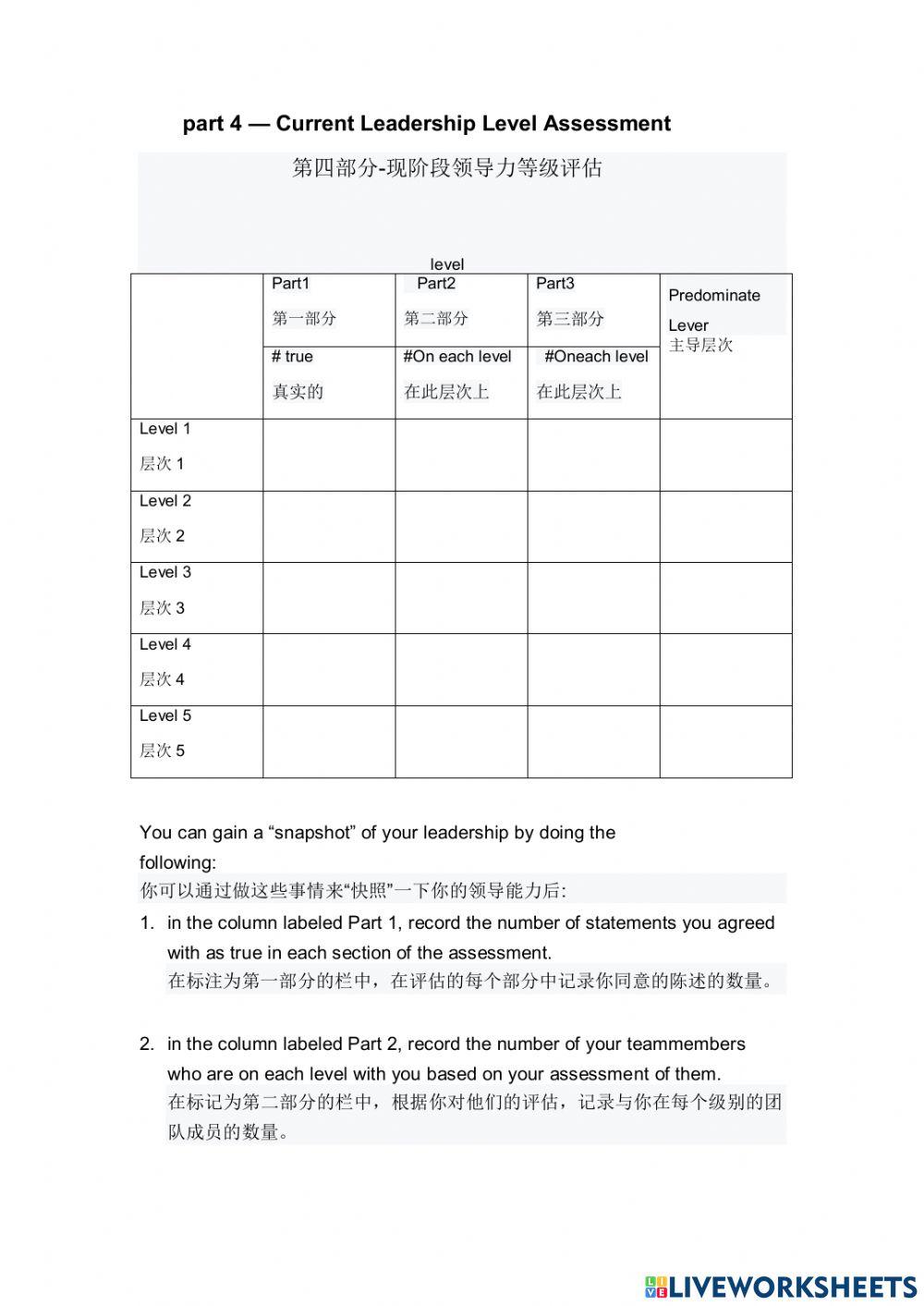 Current Leadership Level Assessment part4 | Chen wanjun
