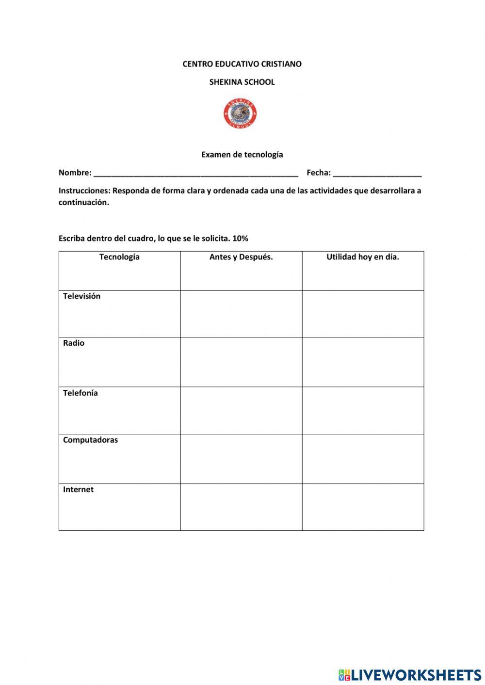 Tecnologia activity for 7GRADE | Live Worksheets