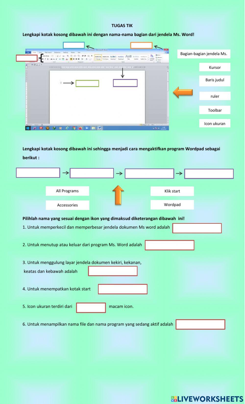 Tugas tik interactive worksheet | Live Worksheets