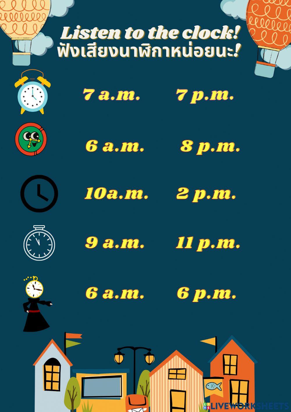 time telling activity | Live Worksheets