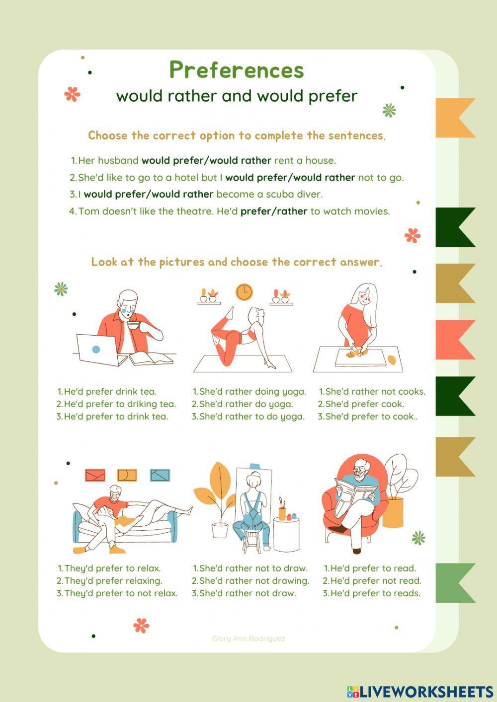 Preferences wou… | Free Interactive Worksheets | 1308930