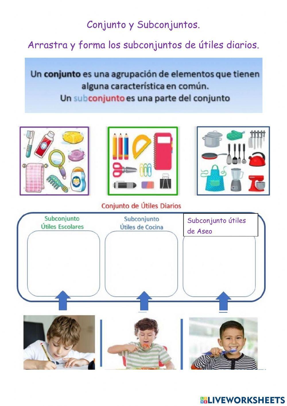 Conjuntos y subconjuntos online exercise | Live Worksheets