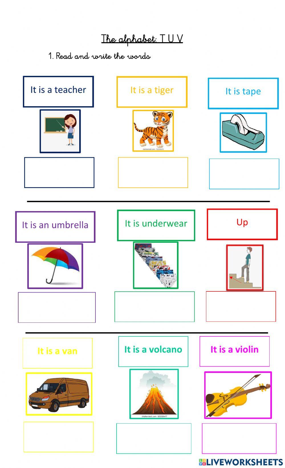 The alphabet words worksheet | Live Worksheets