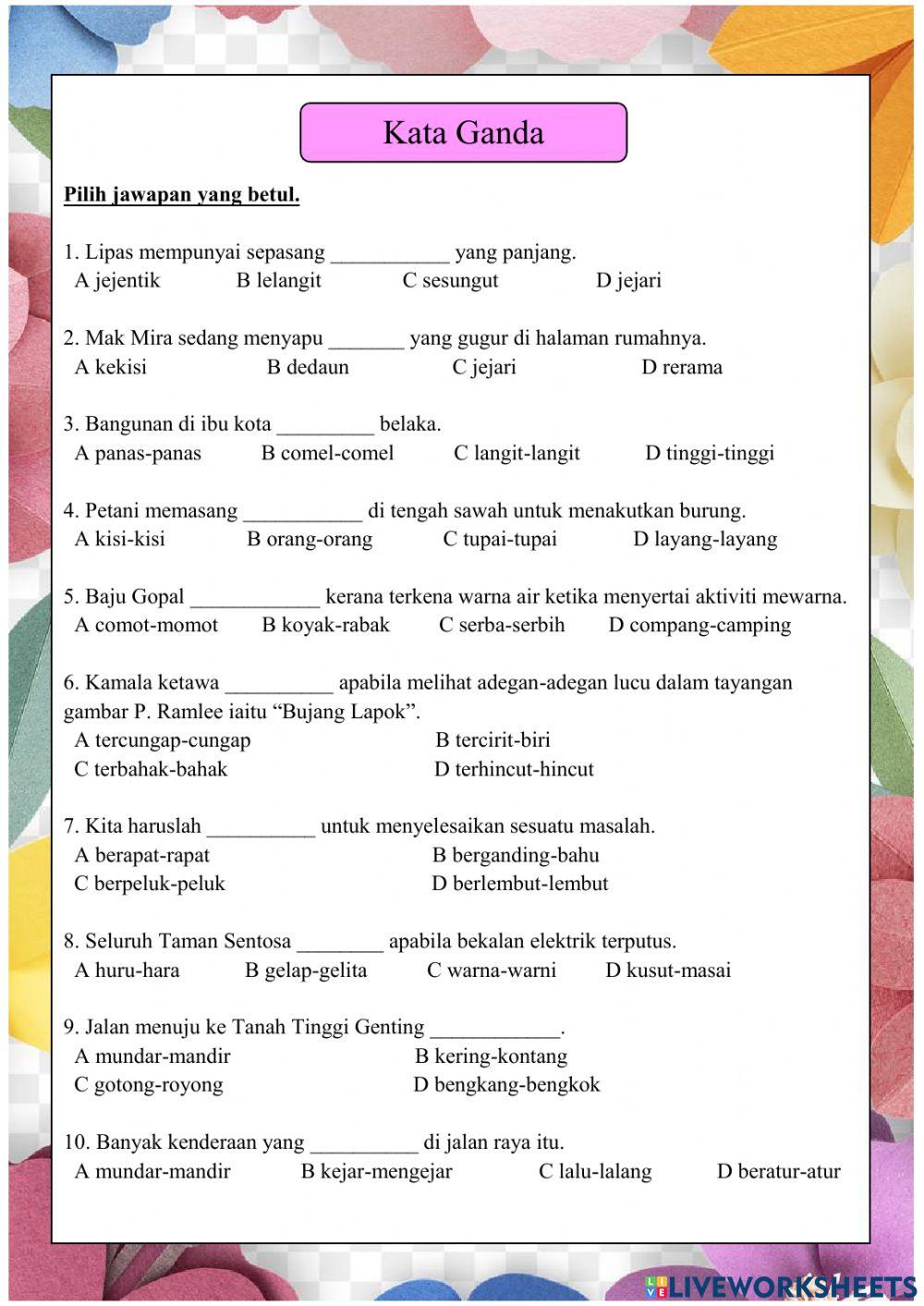 Kata ganda | Norashikinkaria | Live Worksheets
