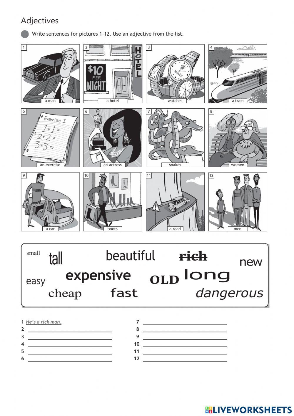 Adjectives online exercise for Basic 1 | Live Worksheets