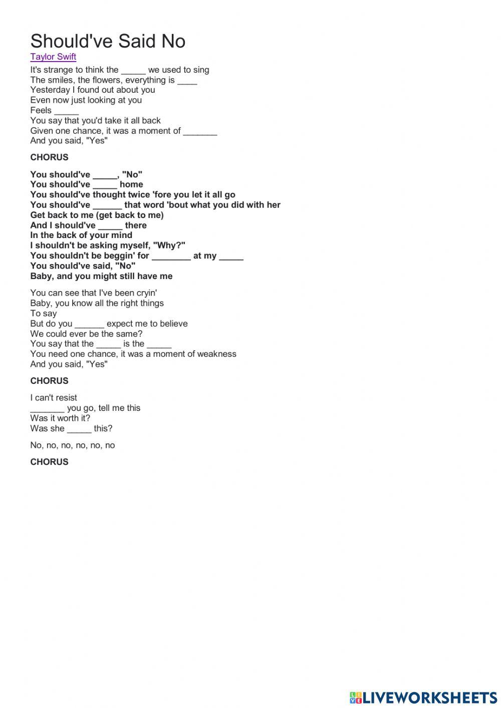 Should've said no worksheet | Live Worksheets