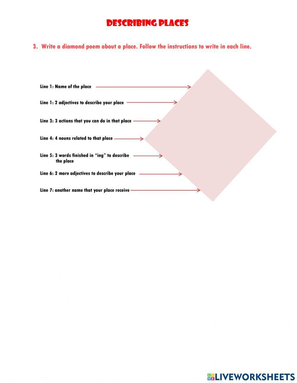 Describing plac… | Free Interactive Worksheets | 1310085