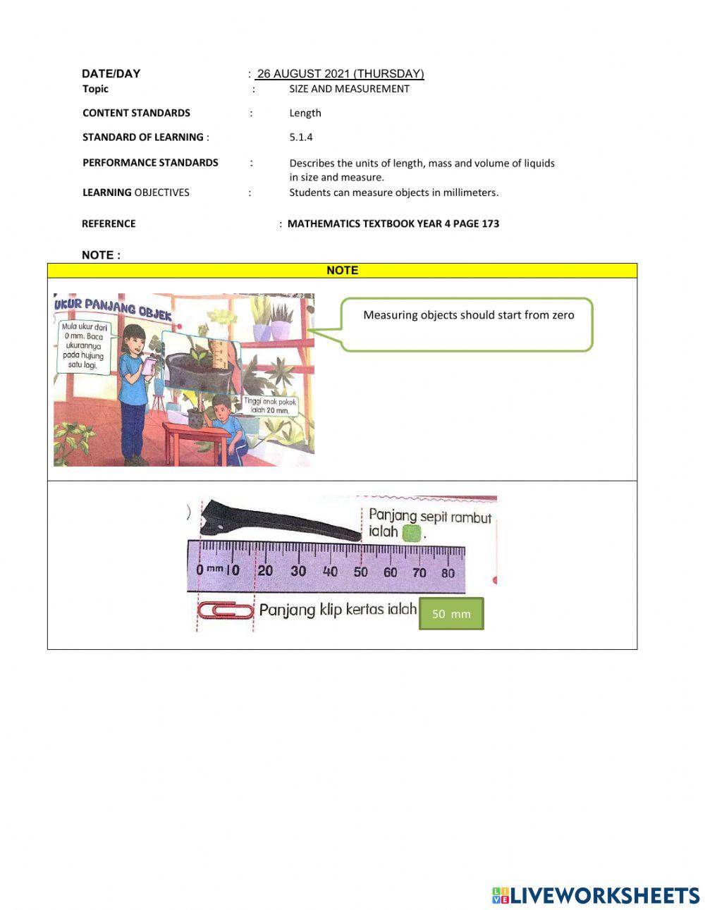 Measurement 1310089 | dgzai77 | LiveWorksheets