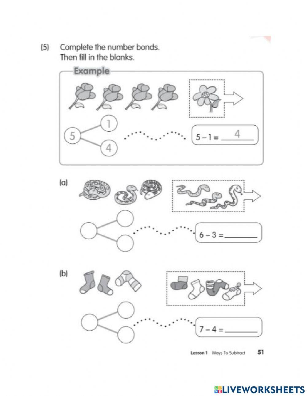 Subtraction within 10 activity | Live Worksheets