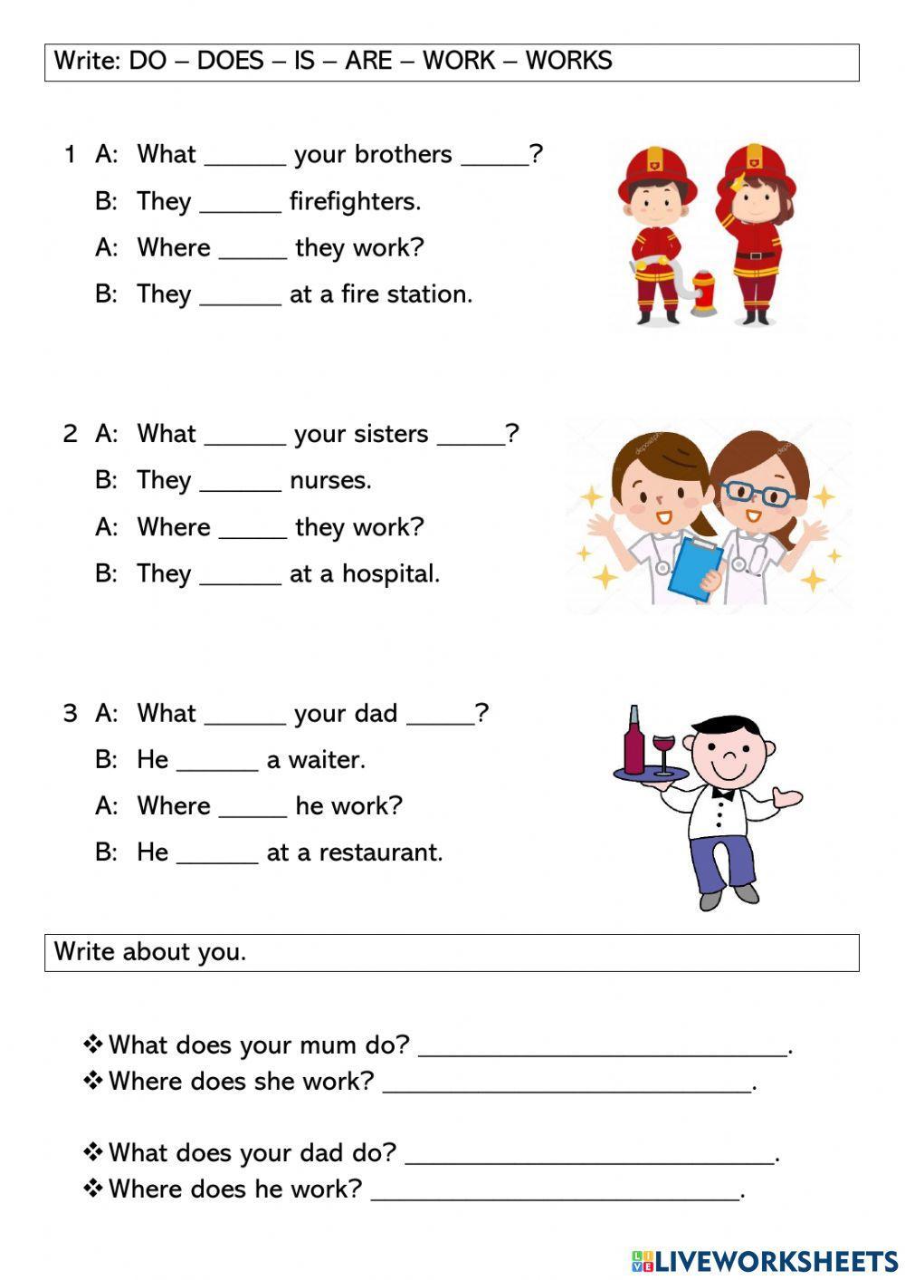 Lots of Jobs - Grammar Practice worksheet | Live Worksheets