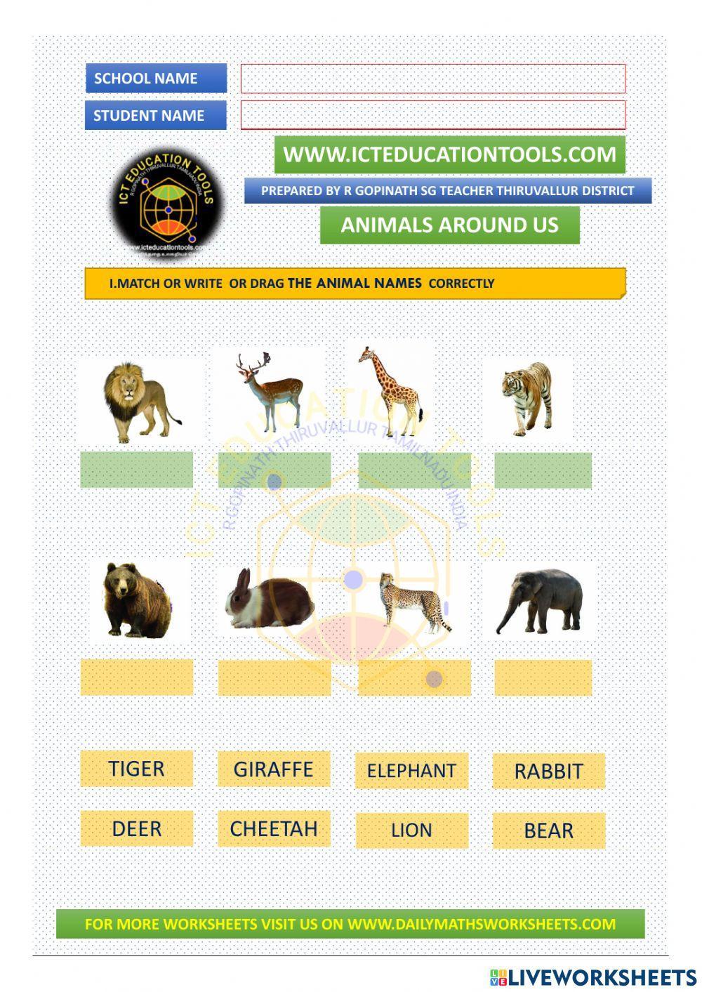 Animal around us | Free Interactive Worksheets | 1310281