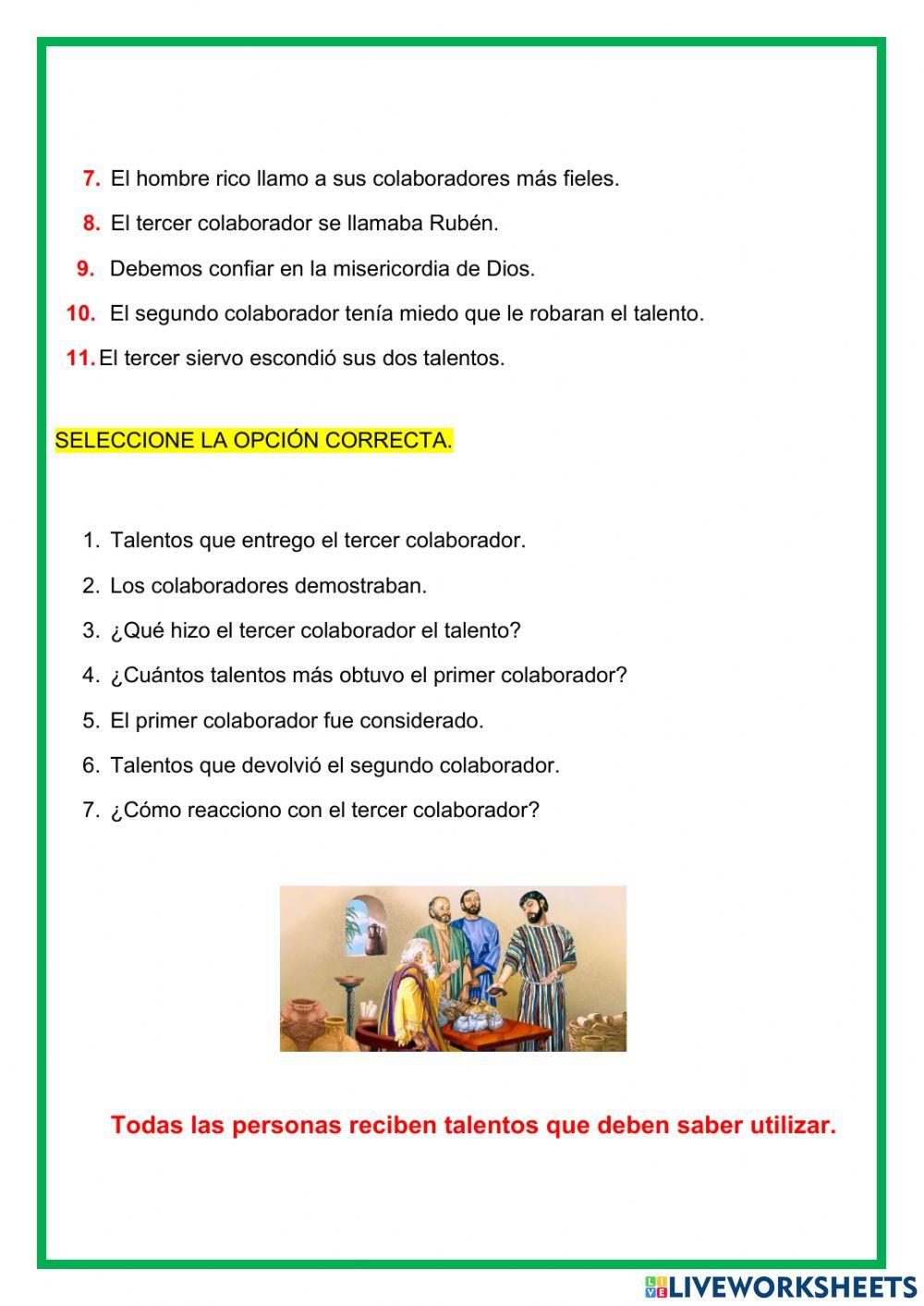 Talentos interactive worksheet | Live Worksheets