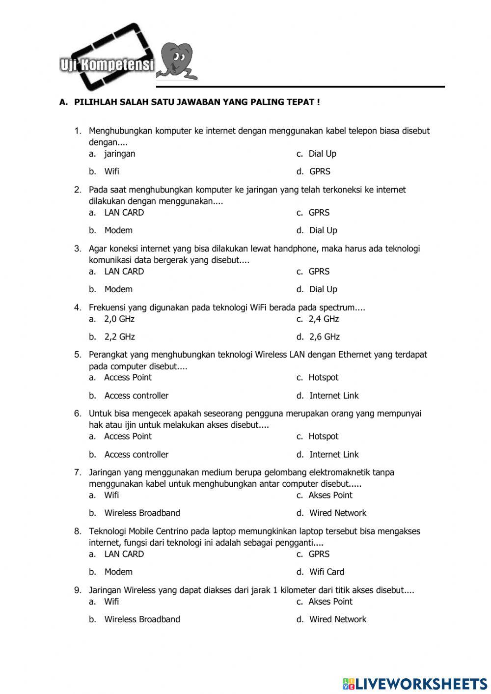 Menghubungkan ke Internet worksheet | Live Worksheets