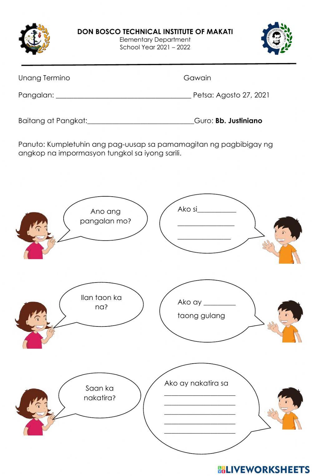 Pagpapakilala ng Sarili (Gawain) | Jozelle Obatay