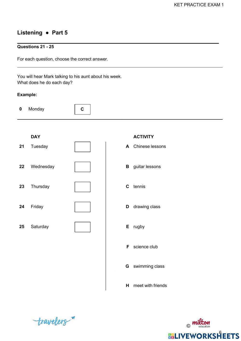 6694148 | KET LISTENING CAMBRIDGE MOCK TEST (1)