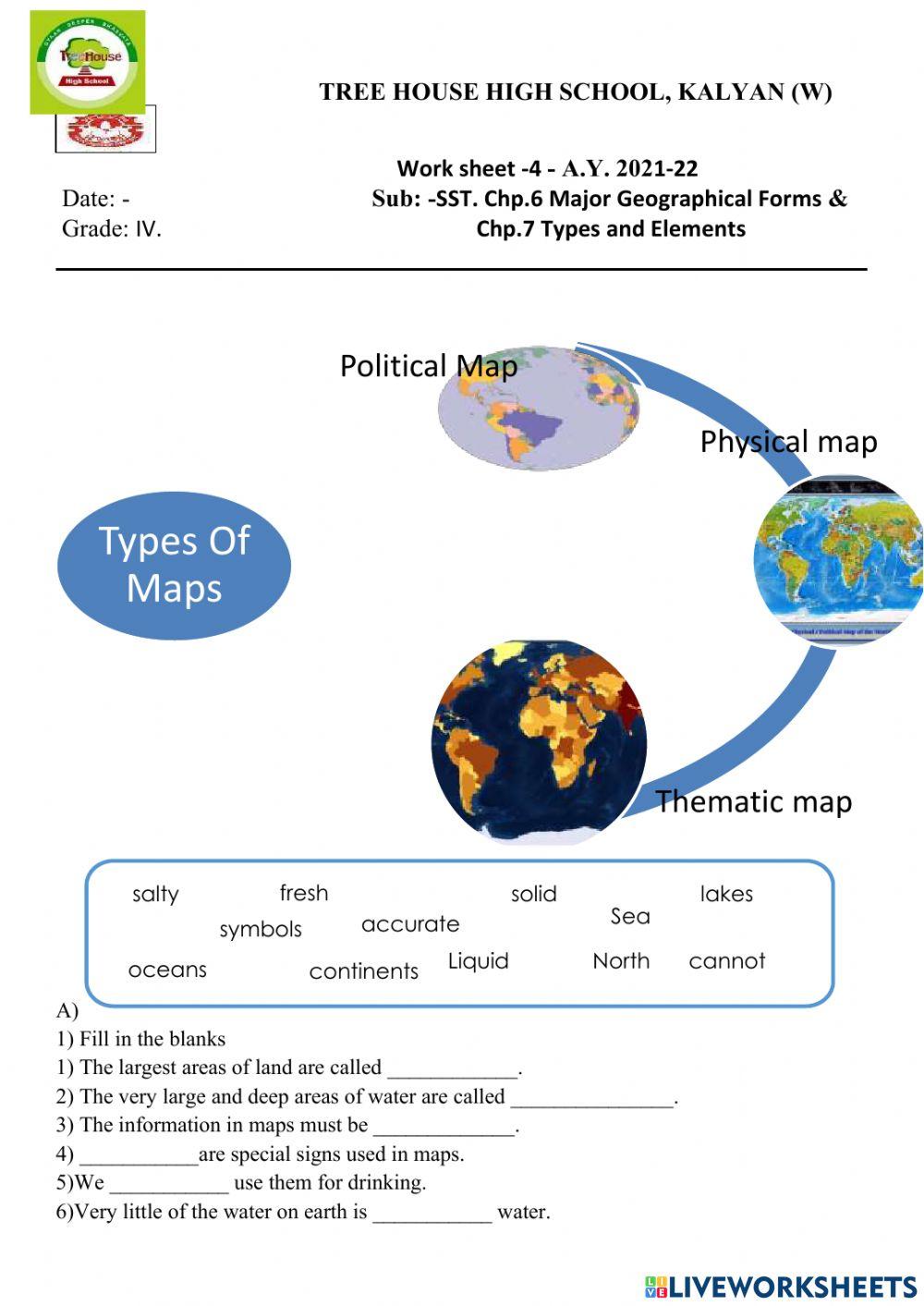 Major Landforms and Elements of map worksheet | Live Worksheets