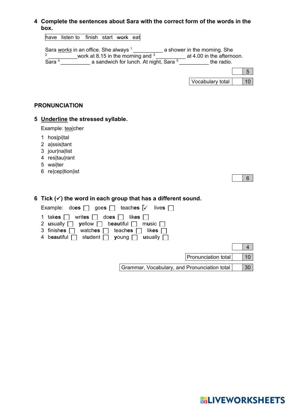 6a worksheet | Live Worksheets