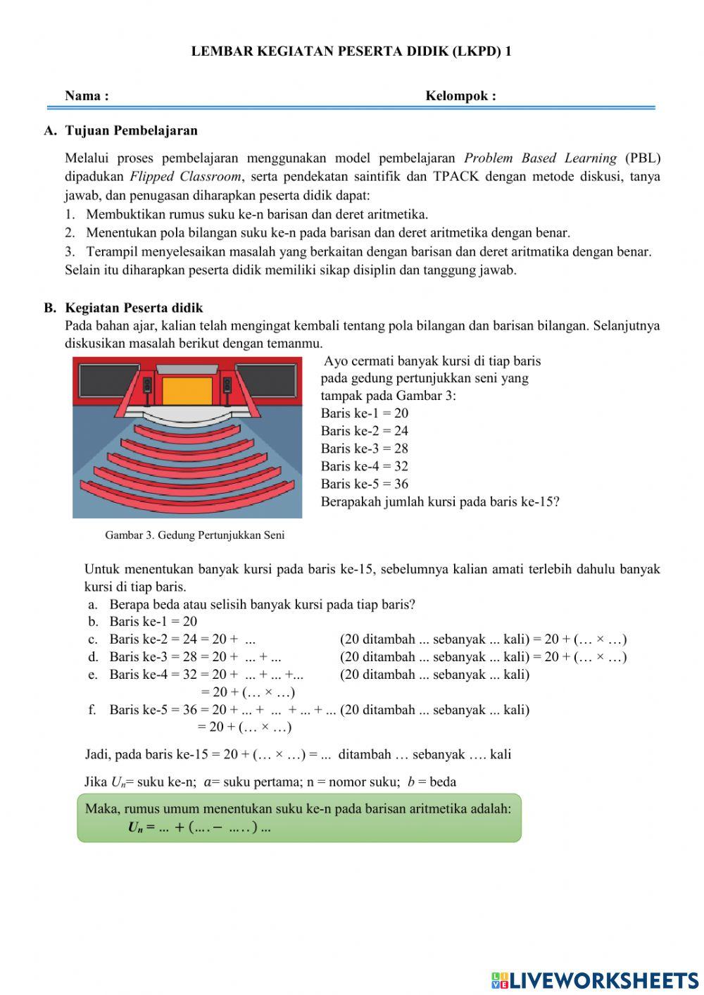 Barisan aritmetika activity | Live Worksheets