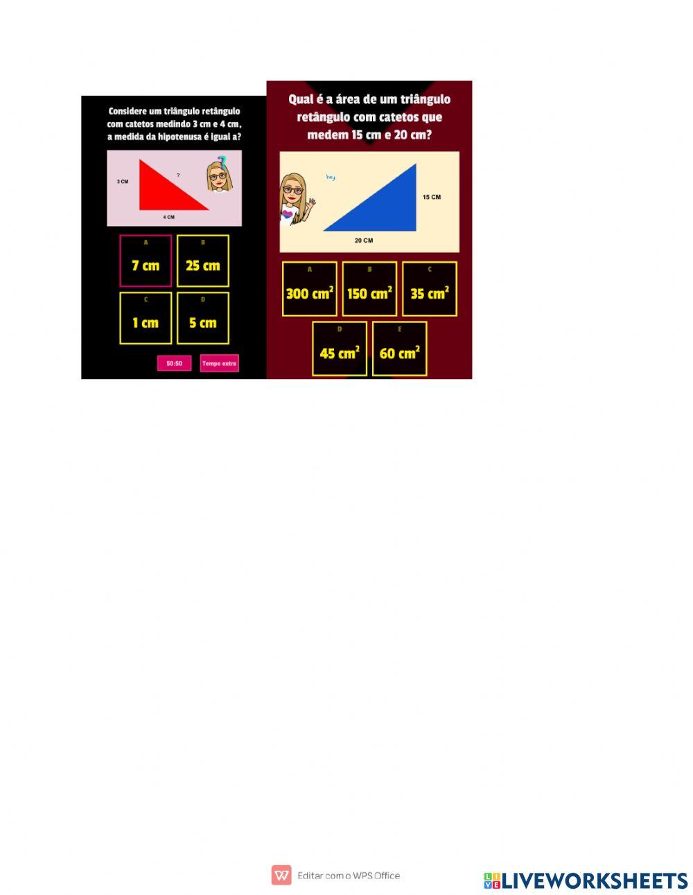 Teorema De Pitágoras Interactive Exercise For Nono Ano Live Worksheets