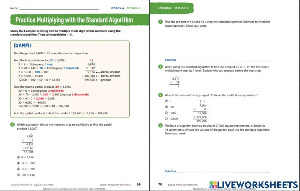 IReady HW pg. 69-70 worksheet | Live Worksheets