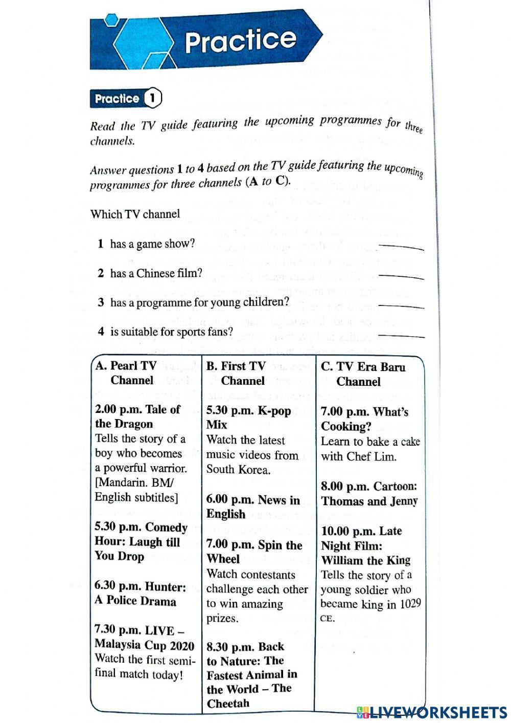 Reading practice 1 exercise | Live Worksheets