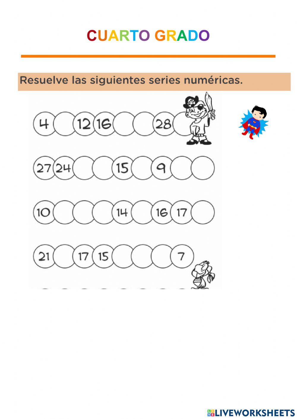Series numèricas activity for Cuarto grado | Live Worksheets