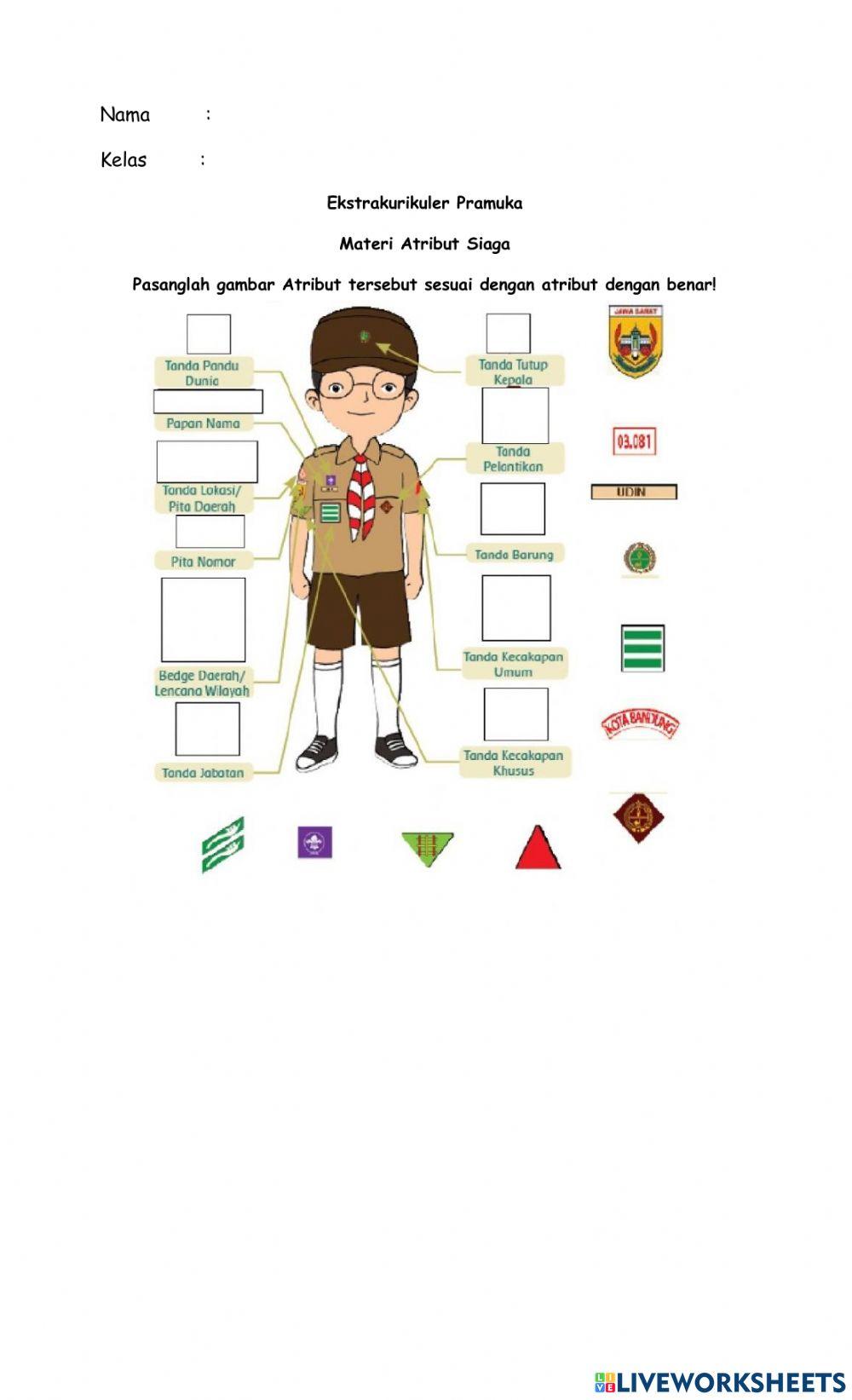 Atribut Siaga putra worksheet | Live Worksheets