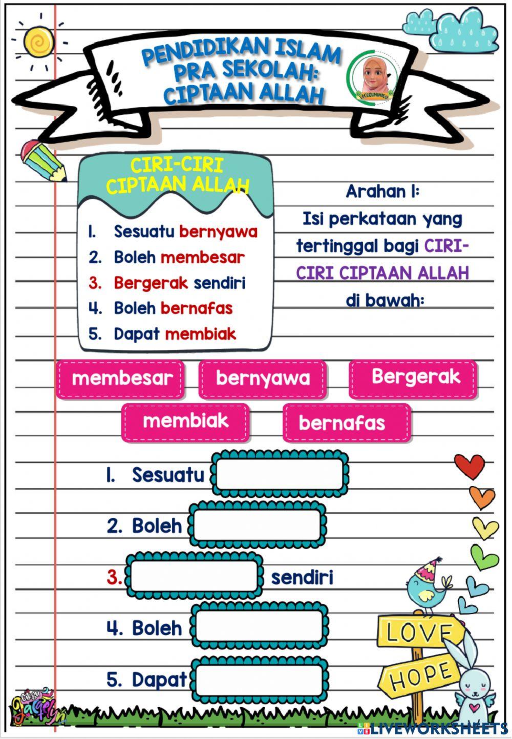 Pra sekolah : akidah worksheet | Live Worksheets