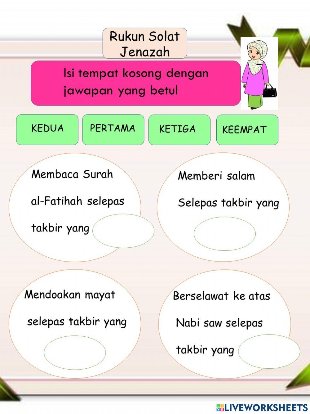 Solat Jenazah Pendidikan Islam exercise | Live Worksheets