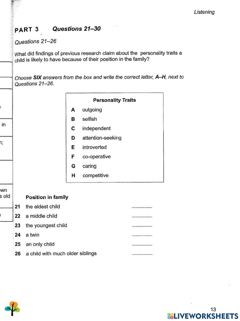 IELTS Listening… | Free Interactive Worksheets | 1315094