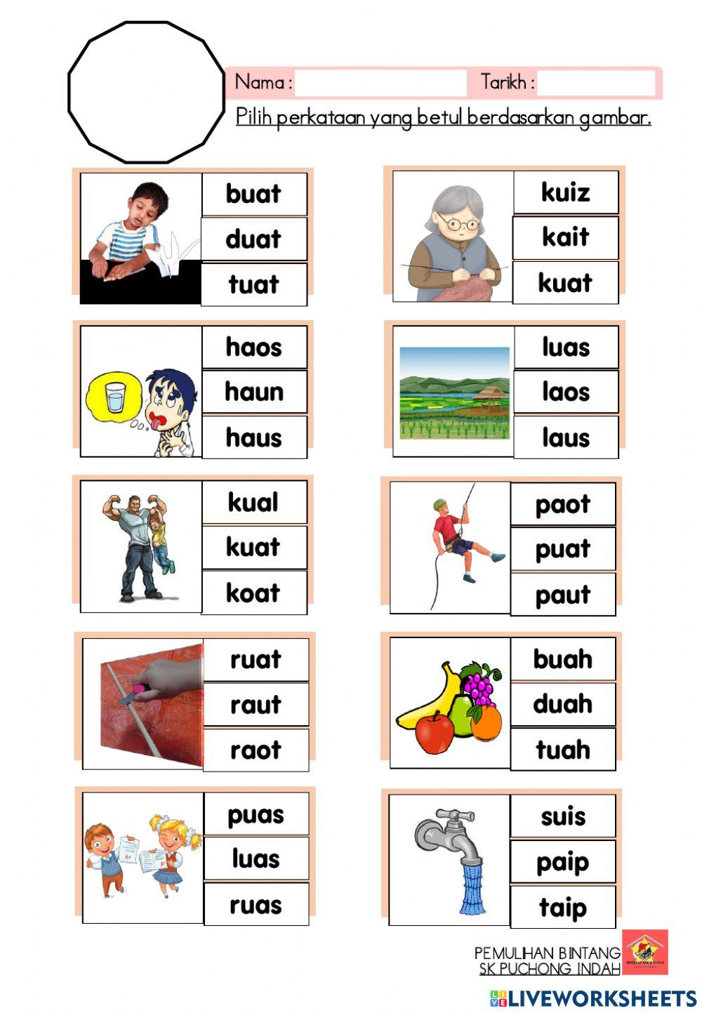 Vokal Berganding 1315574 | Naziha9007 | Live Worksheets