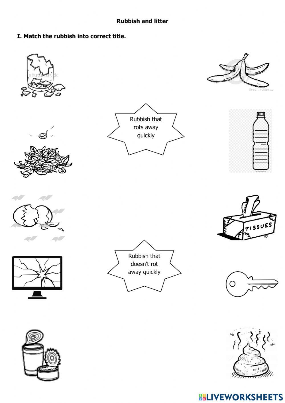 Rubbish | Free Interactive Worksheets | 1315958