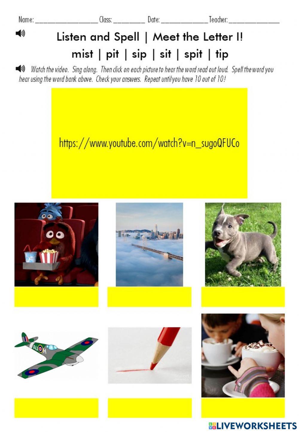 Listen and Spell - Meet the Letter I Words: mist - pit - sip - sit ...