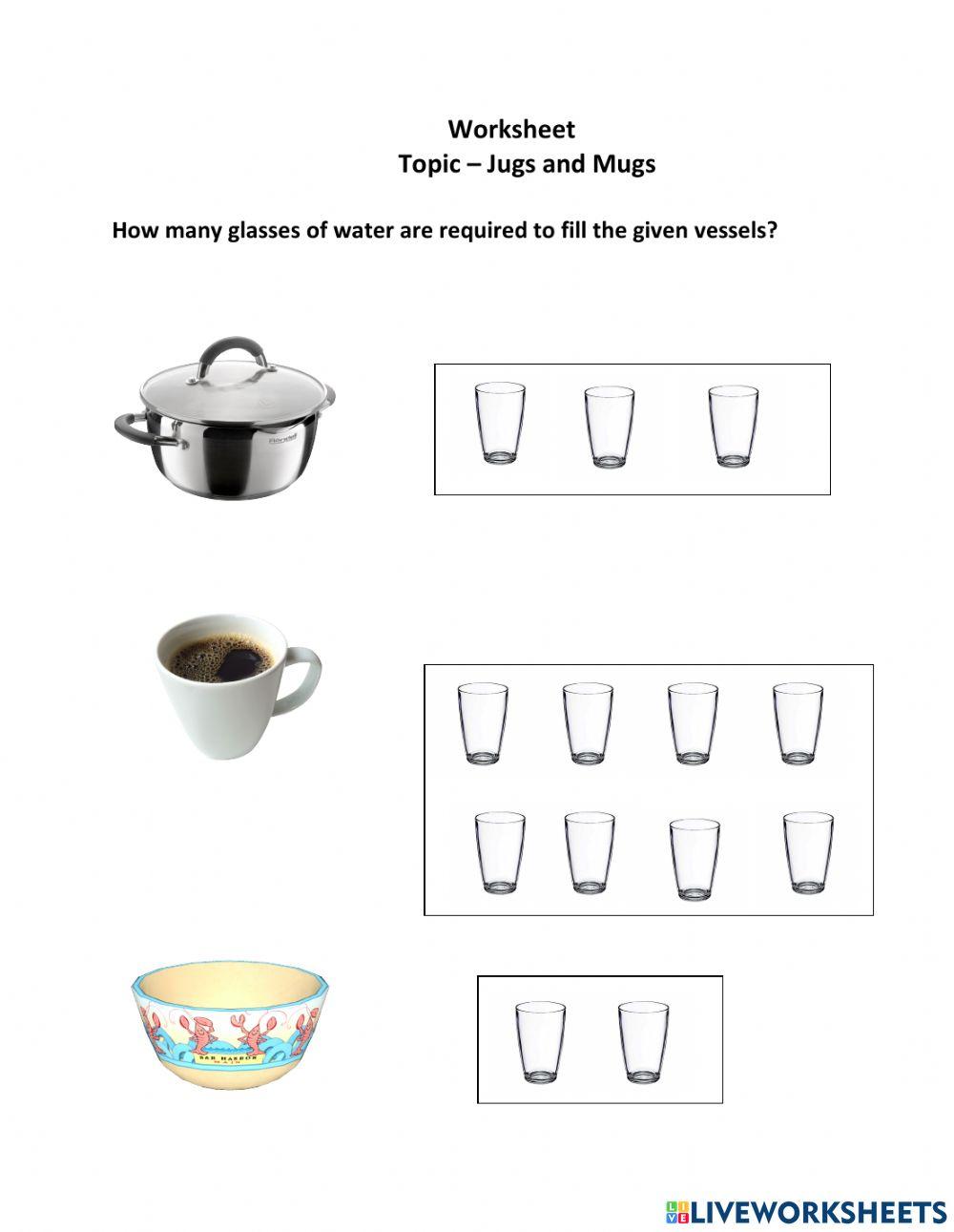 JUGS AND MUGS Live Worksheets JUGS AND MUGS Live Worksheets