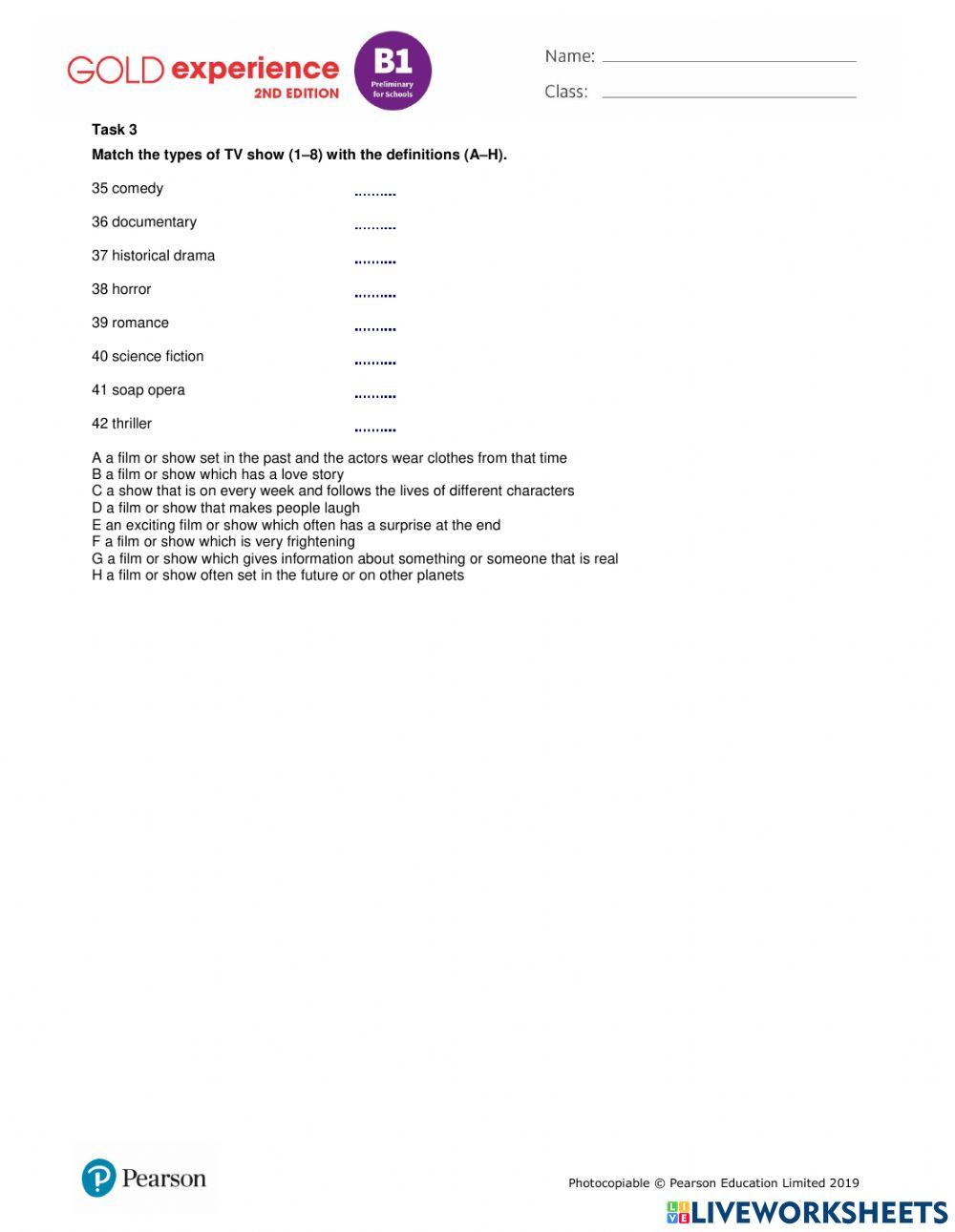 GOLD EXPERIENCE… | Free Interactive Worksheets | 6695500