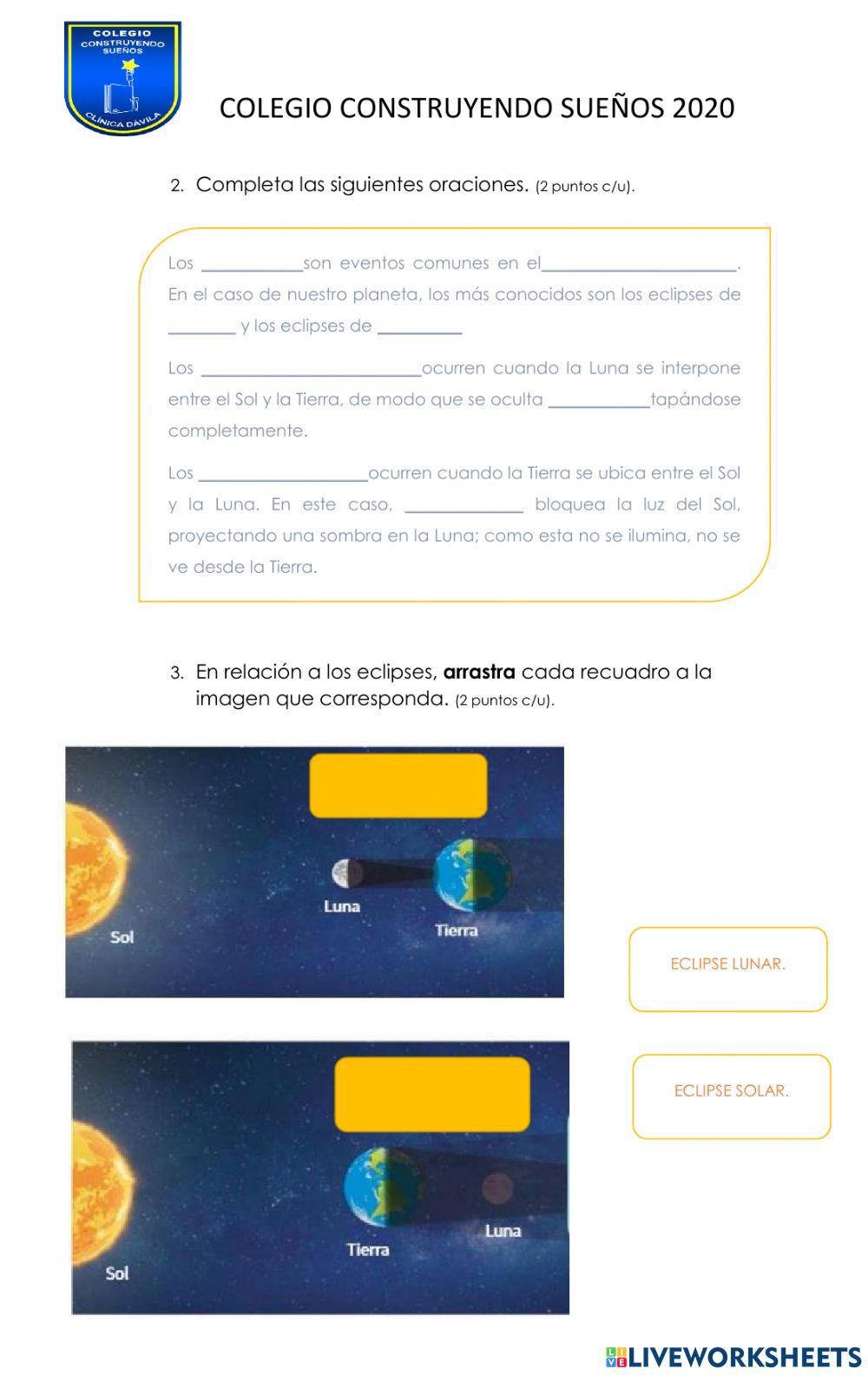 3341748 | Evaluación Eclipses y fases de la luna, 3°