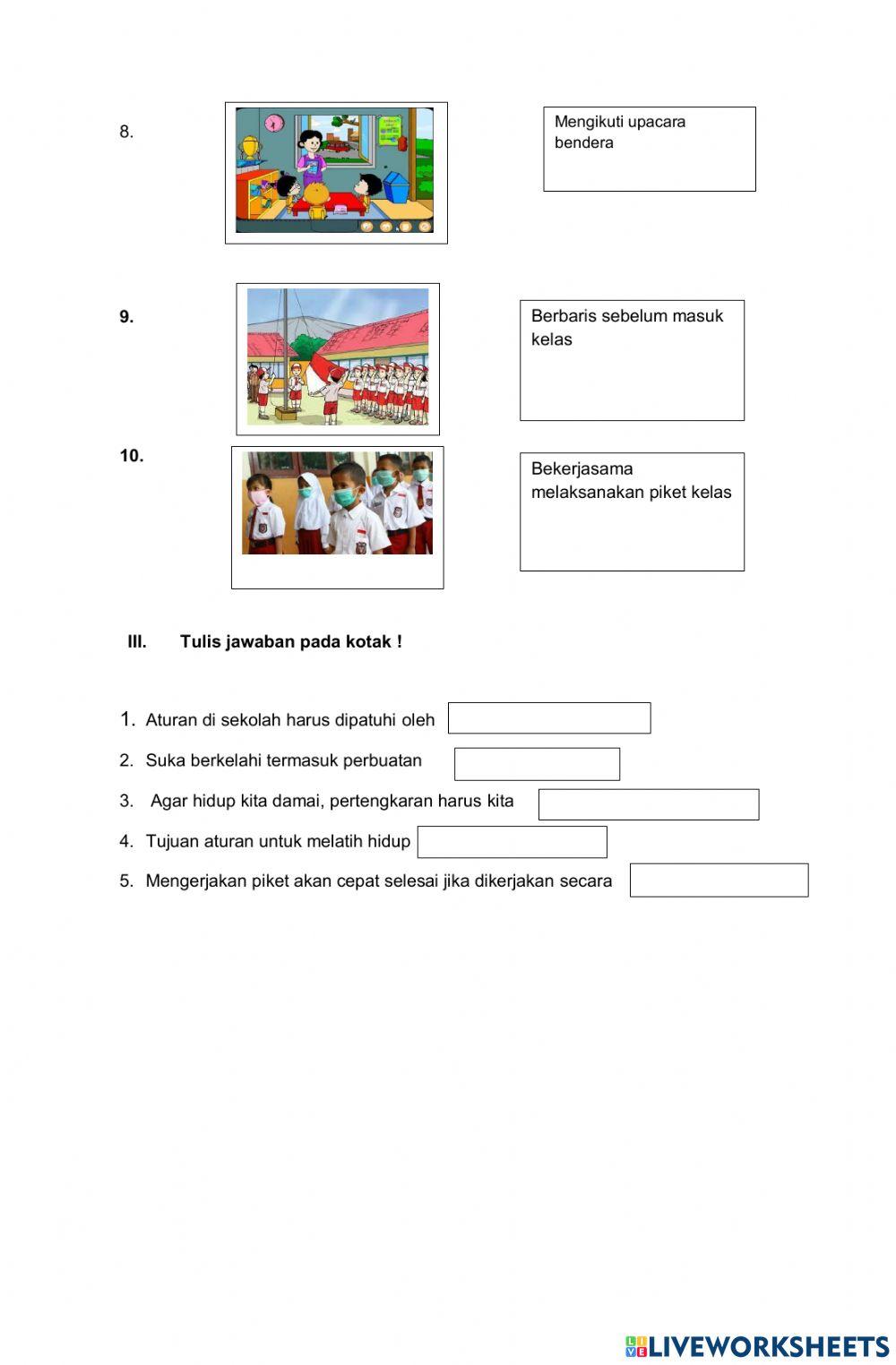 Tata Tertib Sekolah activity | Live Worksheets
