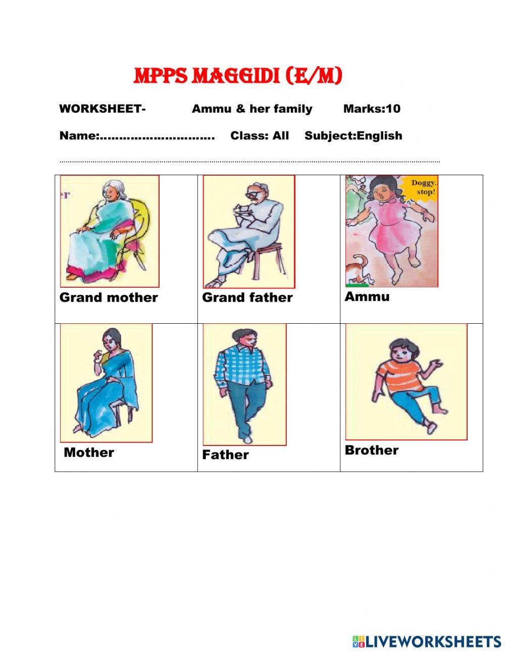Ammu and her family-speaking activity | Live Worksheets